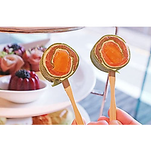 Gmark Bamboo Forks 3.5 Inch 110pc, Mini Food Picks/Bamboo Fruit Picks/Mini Cocktail Forks/Party Forks/Buffet Mini Forks/Two Prongs Cocktail Picks for Appetizer, Cocktail, Pastry, Dessert. GM1031A