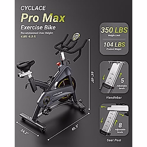 Cyclace Magnetic Exercise Bike (2023 Upgrade) -350 Lbs Weight Capacity - Indoor Cycling Bike with Comfortable Seat Cushion