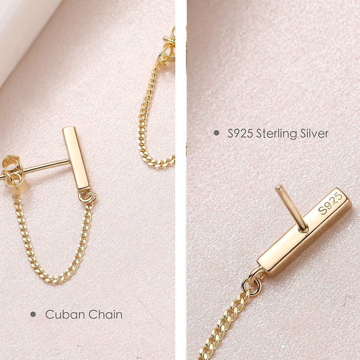 Chain Earrings for Women Gold Dangle Earrings For Women Girls Hypoallergenic Gold Plated Earrings for Women Sterling Silver Gold Stud Earrings for Women (14K Gold)