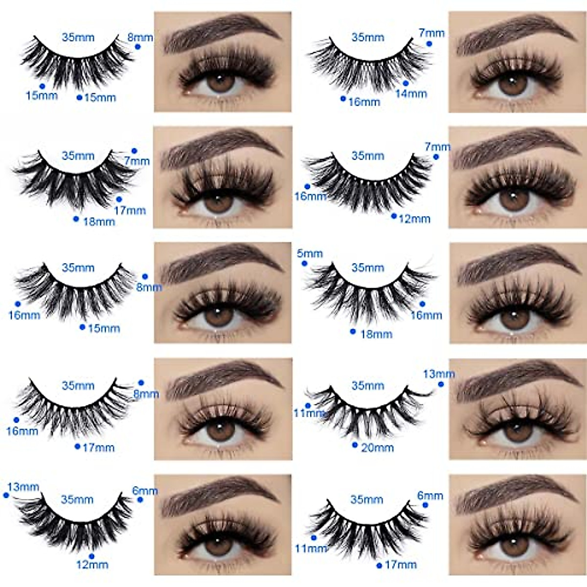 FARRED Wholesale Fluffy Dramatic Bulk Lashes Mix 10 Styles 30 pairs Pack Individual Box 10-18mm Volume Faux Mink Eyelash Thick 8D Fake Lash Short Natural Look Wispy Eyelashes (style i-30 pairs)