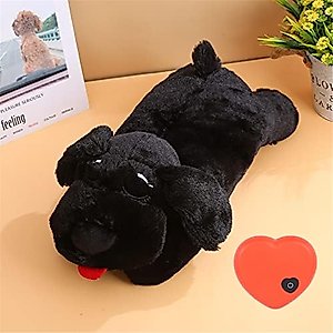 3T group Puppy Heartbeat Stuffed Animal for Dogs,Heartbeat Puppy Toy,Heartbeat Plush Dog Toys for Puppy Sleep Aid,Dog Heartbeat Toy for Anxiety Relief,Heartbeat Calming Pillow Puppy Toys(Black)