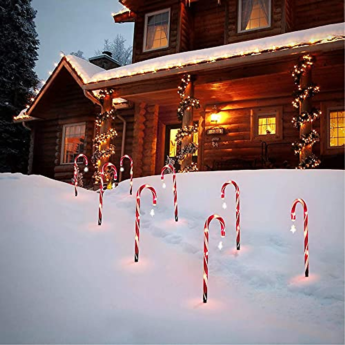22" Solar Power Candy Cane Lights Outdoor, 8 Packs Christmas Candy Canes Pathway Lights, 8 Modes Lighted Candy Canes Waterproof with Stakes for Outdoor Christmas Decorations Yard Walkway Garden Patio