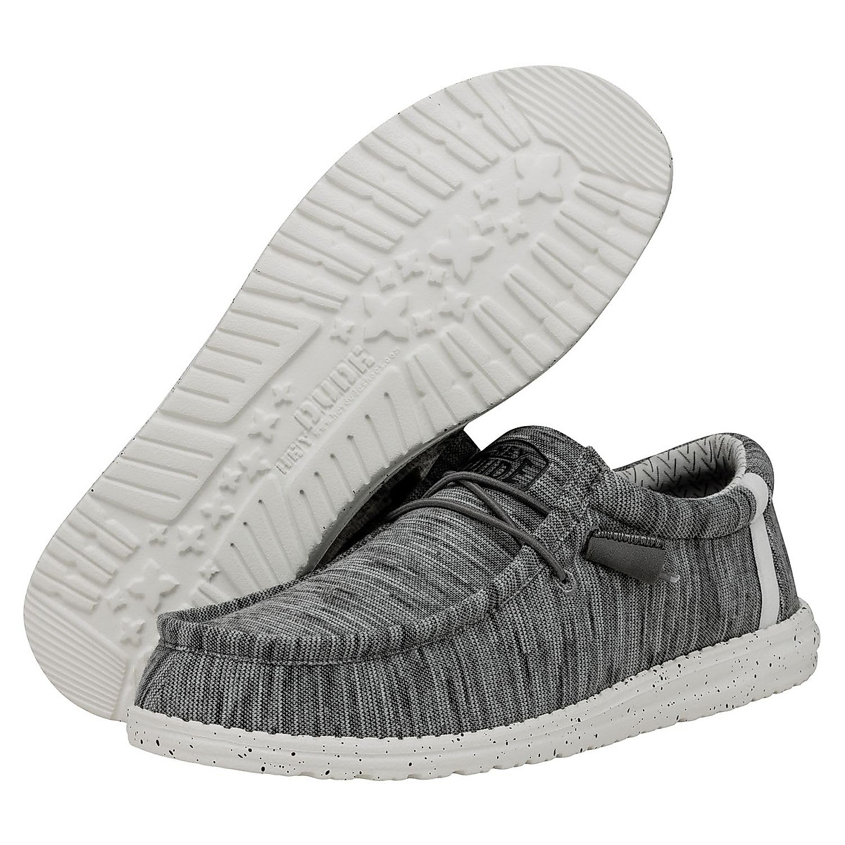 Hey Dude Men's Wally Stretch Stone White Size 10| Men's Loafers | Men's Slip On Shoes | Comfortable & Light-Weight