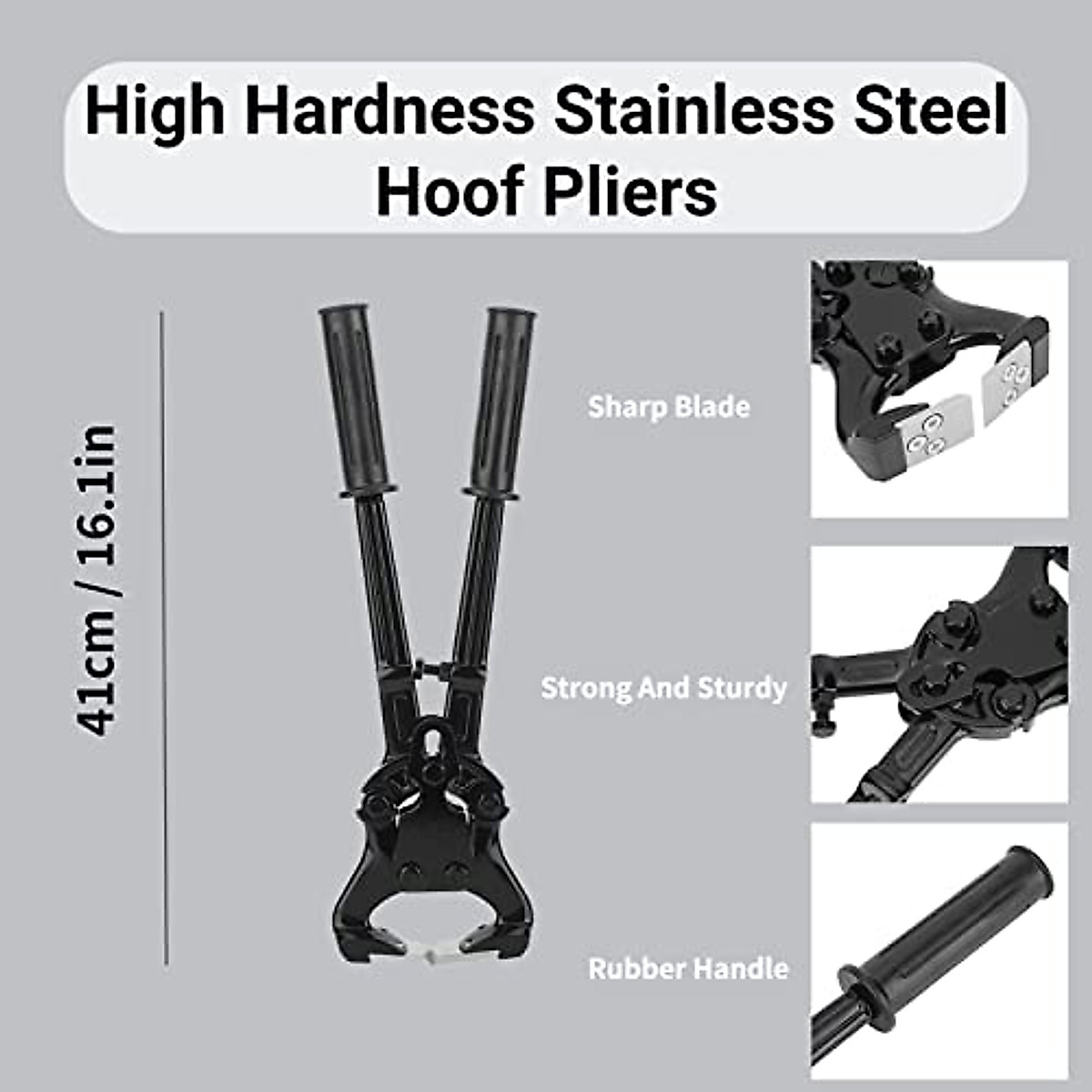 Farriers Hoof Nipper, Stainless Steel Goat Hoof Trimmer with Ergonomics Grip, Non‑Slip High‑Hardness 16.1In Cow Hoof Pincers Livestock Equipment for Hoof Trimming