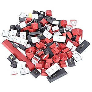 Yoidesu 128 Keys Japanese Style Keycaps, Oil Resistant PBT Keycap for Universal PC Gaming Keyboard with Animation Elements Gaming Keyboard Keycap with Shaft Puller