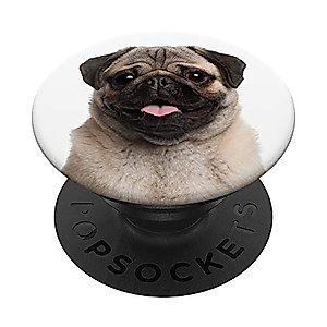 Cute Pug Face With Tongue Out On White Background PopSockets PopGrip: Swappable Grip for Phones & Tablets