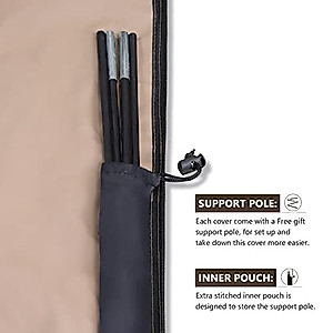 ULTCOVER Patio Umbrella Parasol Cover - 600D Waterproof Outdoor Offset Banana Style Umbrella Cover - Fits Cantilever Offset Umbrella 7.5-11.5 Feet