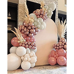 Pink Balloon Garland Kit, 125PCS Marve Pink and Gold Balloons Garland Arch with White Sand Metallic Rose Gold Balloons for Women Happy Birthday Decorations Baby Shower Wedding Party Background
