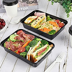 MORDEN MS 50-Pack Meal Prep Containers With Lids Reusable To-Go Food Containers Plastic Bento Boxes Food Storage Lunch Box, Microwave/Freezer/Dishwasher Safe, 1 Compartment, BPA-Free, 750ML/26 OZ