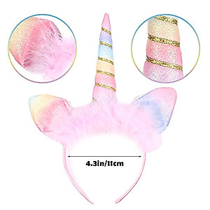 Girls Unicorn Wings with Headband Cute Feather Angel Wings Halloween Costume Accessories Cosplay Dress up Birthday Decorations