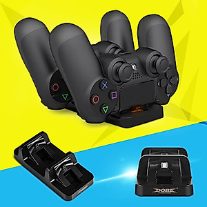FOSA Controller Charger Dual USB Controller Charging Dock Station with LED Indicator for Sony 4 Gaming Console