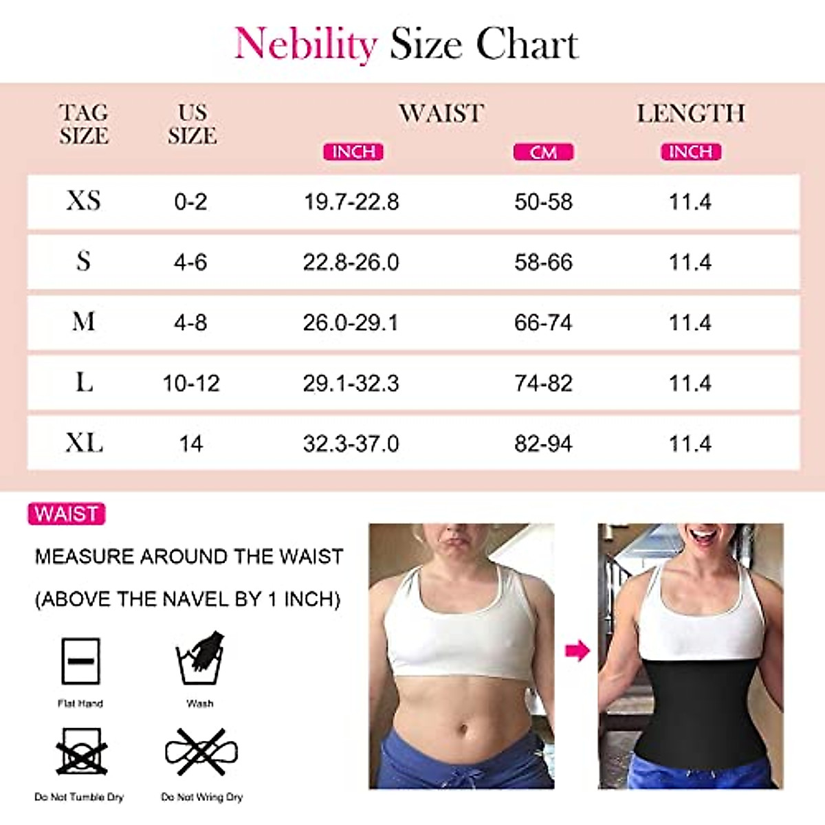 Nebility Women Waist Trainer Shapewear Tummy Control Waist Cincher Slim Body Shaper Workout Girdle Underbust Corset (XL, Black Without Hook)
