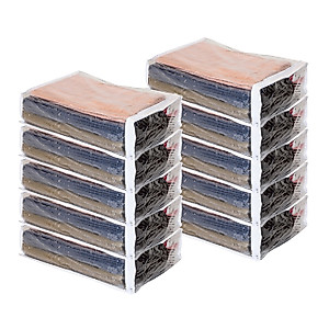 Set of 10 Clear Vinyl Zippered Storage Bags 11 x 15 x 4 Inch