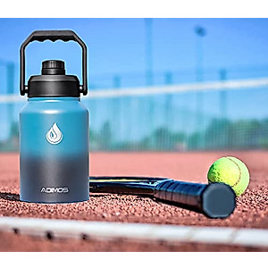 Insulated Water Bottle 64 oz with Handle, Adimos Half Gallon Vacuum Stainless Steel Sports Water Jug Flask Keep Hot and Cold, Leak Proof Wide Mouth BPA-free Double Walled Thermos Mug, Indigo Black