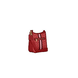COACH Dempsey File Bag In Signature Jacquard With Stripe Patch (IM/Red Apple Multi)