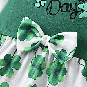 Noubeau Baby Girl St. Patrick's Day Outfits Short Sleeve Lucky Gal Print Romper+Clover Ruffle Shorts Bloomers Summer Clothes (Green Letter, 3-6 Months)