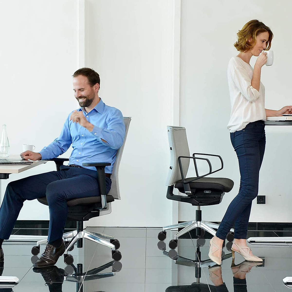 Replacement Office Chair Wheels, Caster Desk Chair Wheels, Rolling Wheels for Office Chair, Chair Rollers Casters, Chair Casters for Hardwood Floors, 5 Set Chair Casters Safe for All Floors