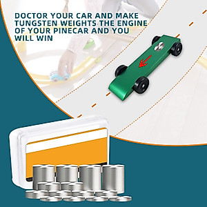 3.25 OZ Tungsten Weights Steel Weights for Pinewood Derby Cars,4 Different 14 Pieces Multiple Sizes of Pinewood Derby Incremental Weights, Pinewood Derby Weights for Derby Pine Race Wood Car