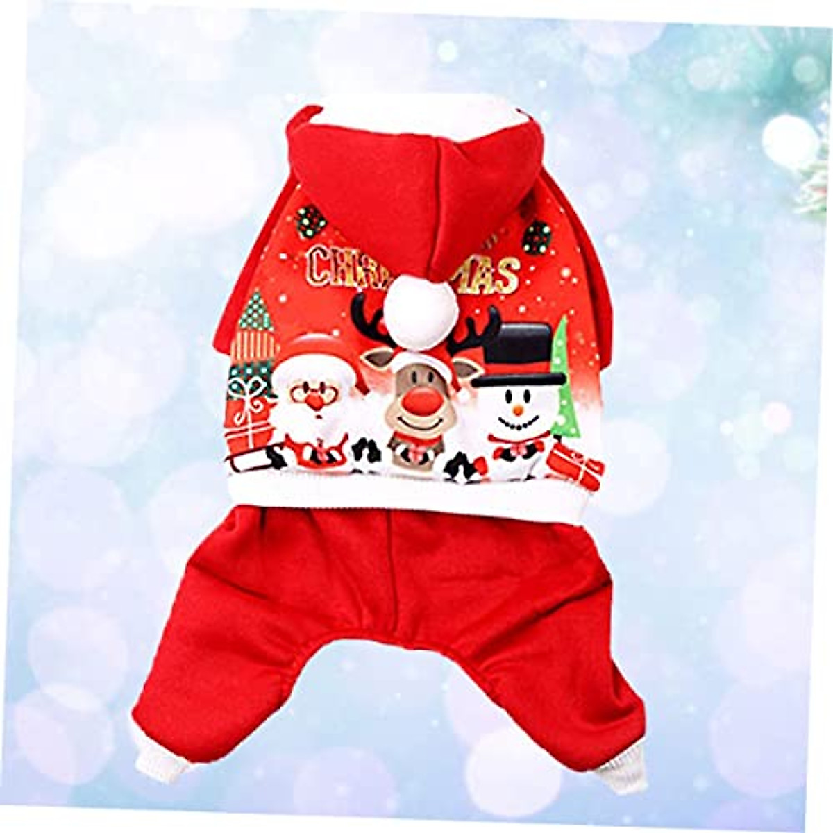 Mipcase Santa Clothes- Xmas Party Dog for Cartoon Claus Christmas Dress Pants Funny Hoodie Costume Outfit Cats Apparel Soft Red Feet Snowman Lovely Outfits Up Warm Puppy Cute Jumpsuit Pet