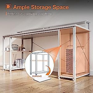 ODK 63 inch Computer Desk with Monitor Shelf and Storage Shelves, Gaming Desk, Study Table with CPU Stand & Reversible Shelves, White