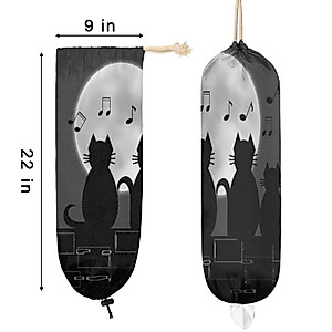 Animal Cat Plastic Bag Holder, Music Note Grocery Bag Storage Holder Hanging Garbage Shopping Bag Trash Bags Organizer for Kitchen Home