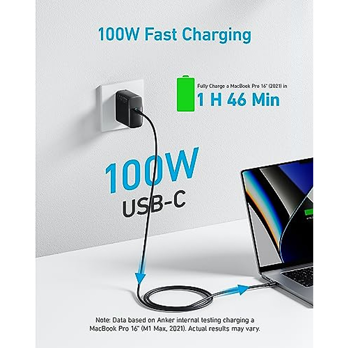 Mac Book Pro Charger, 100W USB C Charger, Anker Compact and Foldable Fast Charger for MacBook Pro, MacBook Air, Samsung Galaxy, iPad Pro, and All USB C Devices, 5 ft USB C to USB C Cable Included
