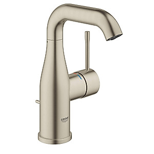 GROHE 23485ENA Essence, Single Hole Single-Handle M-Size Bathroom Faucet 1.2 GPM, Brushed Nickel