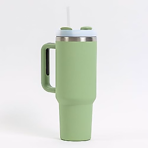 GRIZ Soft Matte H20 Flow (Bay Leaf) | 40 oz Tumbler with Handle and Straw Lid | Insulated Cup Reusable Stainless Steel Water Bottle Travel Mug Cupholder Friendly | Gifts for Women Men | Coffee Water