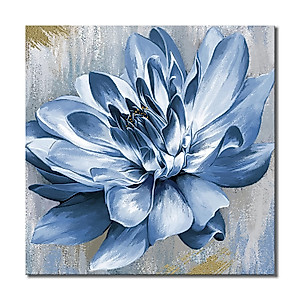 YAYNICE Blue Flower Canvas Wall Art Flower Blossoming for Bathroom Wall Art Picture Print Wall Painting Modern Artwork Wall Décor for Bedroom Living Room Office