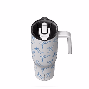 Hydrapeak Voyager 40 oz Tumbler with Handle and Straw, 100% Leakproof Insulated Tumbler with Sip and Straw Lid, Made of Stainless Steel, Cup Holder Friendly Base (Blue Bows)