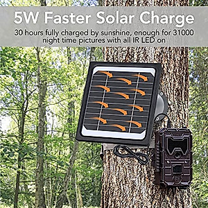 5W Trail Camera Solar Panel, 12V Solar Battery Kit Build-in 5200mAh Rechargeable Battery, Hunting Accessories for Game Camera IP65 Waterproof, Continuous Solar Power for Cameras