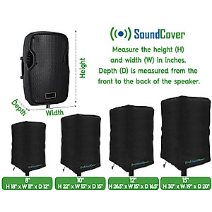 15 Inch PA/DJ Lightweight Powered Speaker Cover Bag in Black for Stand Mounted Speakers - Over the top fit, Water Resistant (not Waterproof), 50 UV Protection - Check Dimensions Before Ordering!