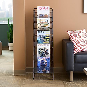 Safco Onyx Floor Rack, Ladder Magazine Rack with 5 Pockets, Commercial-Grade Steel Construction