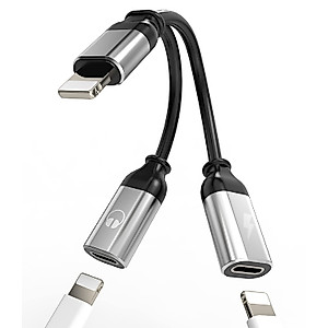 HOYULLI Headphone Adapter Lightning to Audio Jack and Charger Music Extender Earphone Headset Charging Splitter Compatible for MFI Certified 13 11 12 Mini Pro Max Xs Xr X 7 8plus Ipad Air Converter