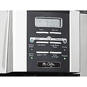 Mr. Coffee 12 Cup Programmable Coffee Maker with Thermal Carafe Option, Chrome