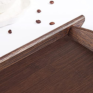 Kyraton Wood Serving Tray for Food Serving with Handles, Decorative Perfume Coffee Tea Table Living Room Wooden Kitchen Trays for Eating, Food Tray for Party Breakfast Kitchen Dinner
