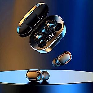 BD&M Wireless Bluetooth Earbuds, HiFi Digital LED Display Stereo Headphones, Waterproof Ear Buds, Hands-Free Calls for Sports, Home, Work, Running