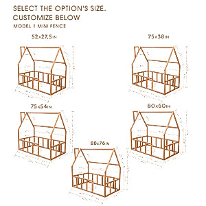BUSYWOOD Toddler Floor Bed - Montessori Floor Bed with Rails - Floor Bed for Toddlers - Kids Floor Bed- House Kid Bed Frame - Floor Bed Frame Toddler (FOR SLEEPING ONLY)