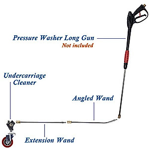 Twinkle Star 16 Inch Pressure Washer Undercarriage Cleaner, Under Car Water Broom with 16" Straight Extension Wand and 16" 45 Degree Curved Wand, 4000 PSI