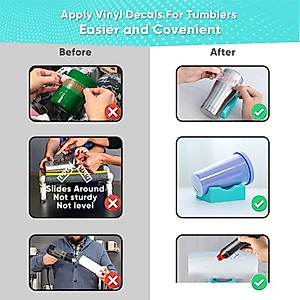 Silicone Cup Cradle for Tumbler Crafting Tumbler Holder with Built-in Slot and Felt Edge Scraper 2 Angle Supports Anti Skidding Tumbler Cradle for Cups and Bottles (Blue)