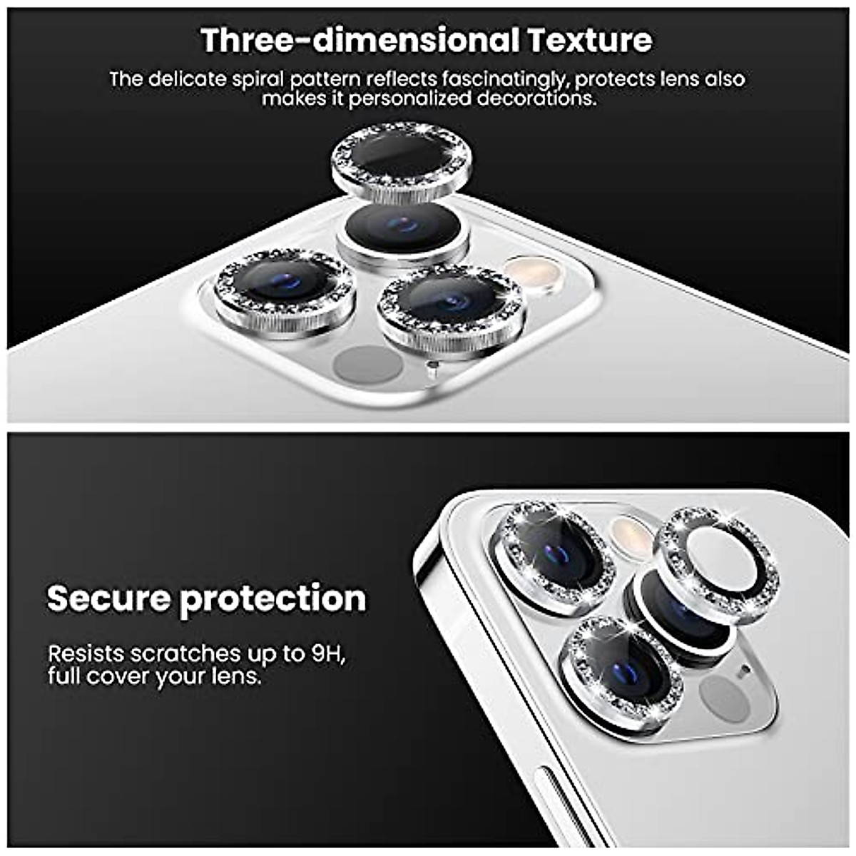 Tensea for iPhone 13 Pro - iPhone 13 Pro Max Camera Lens Protector, 9H Tempered Glass Camera Cover Screen Protector Metal Individual Ring for iPhone 13Pro 6.1 inch iPhone 13 ProMax 6.7 inch 2021