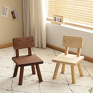 DoFanXinYe Wooden Step Stool Toddler Chair Kids Desk Chair with Non-Slip Foot Mat Wood Wax Oil Craft Sensory Table for Kids Party Playroom Home School Boys Girls Age 2+ Size：10" L X 10" W X 18" H