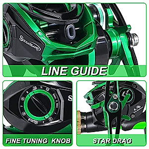 One Bass GT Spinning & Casting Reel and 2-Piece Fishing Rod Combo, Durable Graphite Rod, Ultra Light Fishing Reel for Anglers and Beginner- 7' Casting Pole with Right Handed Baitcasting Reel