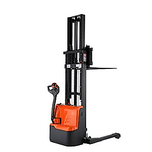 Tory Carrier Full Electric Walkie Pallet Stackers with Straddle Legs, 2640lbs Capacity Material Lifts with Adjusatble Forks, 118" Lifting Height