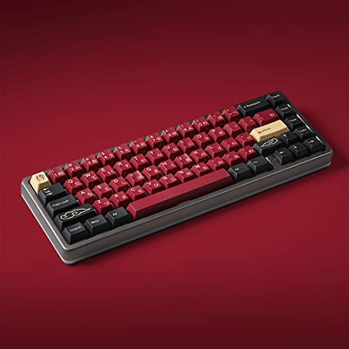 DROP + Redsuns GMK Red Samurai Keycap Set for 65% Keyboards - Compatible with Cherry MX Switches and Clones (65% 75-Key Kit)