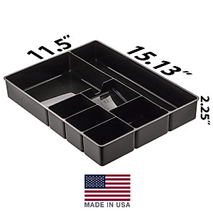 Officemate Deep Drawer Organizer Tray, 8 Compartments, 2 1/4"H x 15 1/8"W x 11 1/2"D, Black