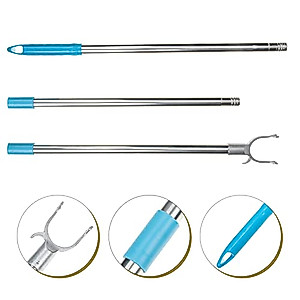 NOLITOY Telescoping Clothesline Prop Clothing Pole Retractable Closet Pole Stick Outdoor Utility Pole Hook Clothes Drying Pole for Garment Coat Hanger Sky-Blue 131cm