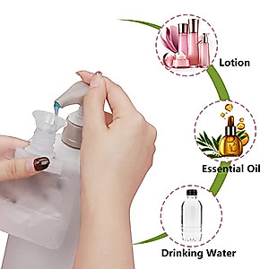 UHAPEER 60 PCS Refillable Empty Squeeze Pouches, Portable Travel Fluid Bags with Funnel and Label, 30ml/50ml/100ml Makeup Packaging Bags, Clear Leakproof Travel Container for Toiletries Lotion Shampoo