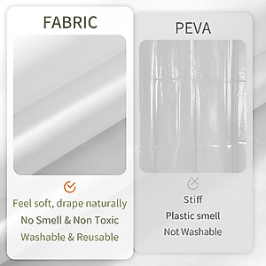 ALYVIA SPRING Waterproof Fabric Shower Curtain Liner with 3 Magnets - Soft Hotel Quality Cloth Shower Liner, Light-Weight & Machine Washable - Standard Size 72x72, White