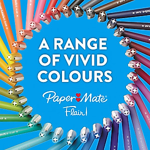 Paper Mate Flair Pen, 0.7 mm Medium Tip, Black, Box of 12